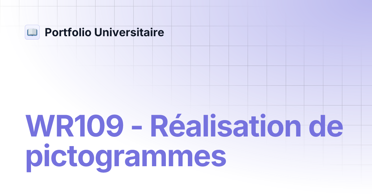 WR109 - Réalisation de pictogrammes | Portfolio Universitaire